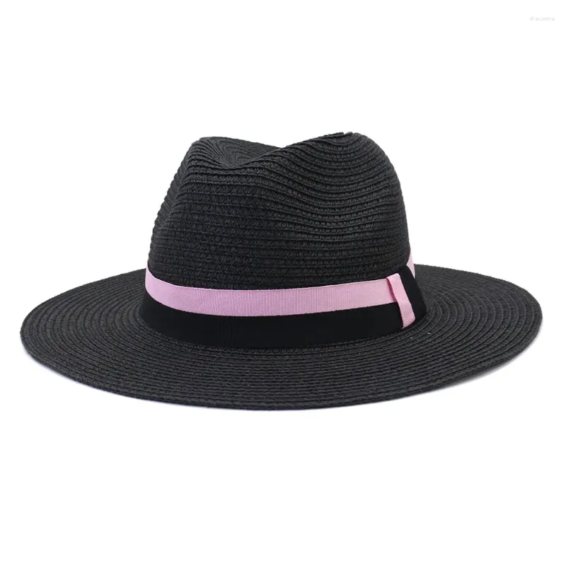 Straw Beret Vintage Straw Hat For Men And Women Black Panama Ribbon ...