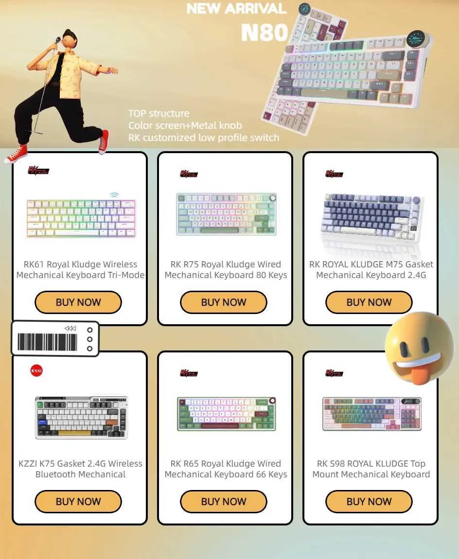 Royal Kludge Wired Mechanical Gaming ridmik keyboard - RK R65 with 66 ...