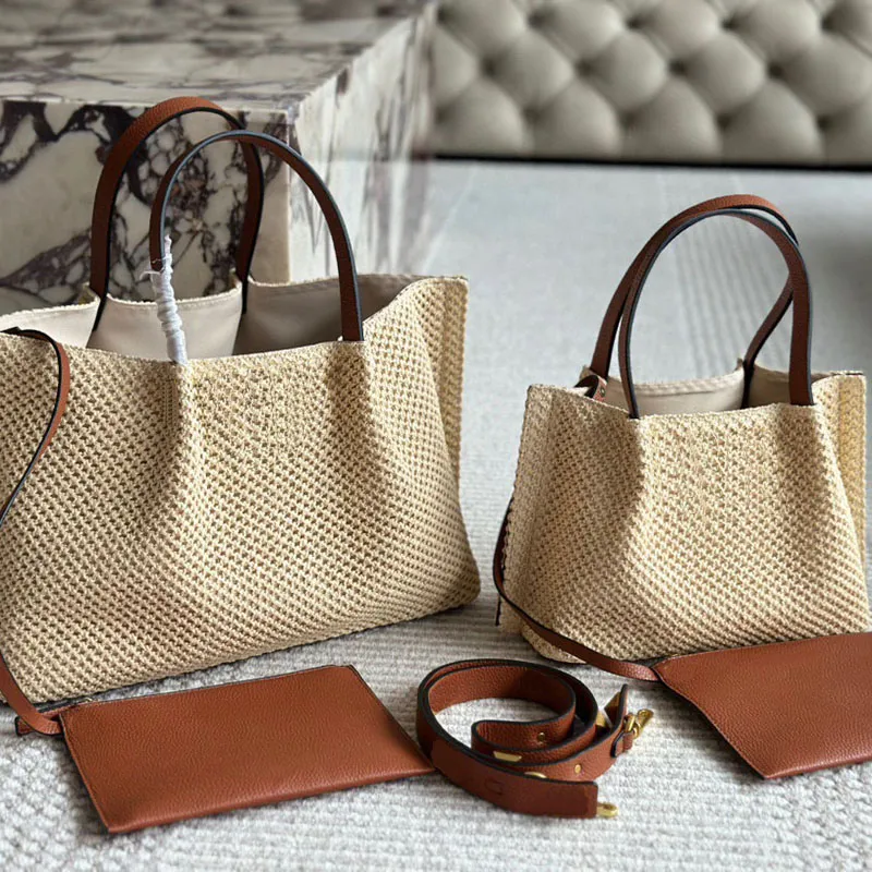 Designer Straw Beach Tote Bag Large Crossbody Shoulder Purse For Women ...
