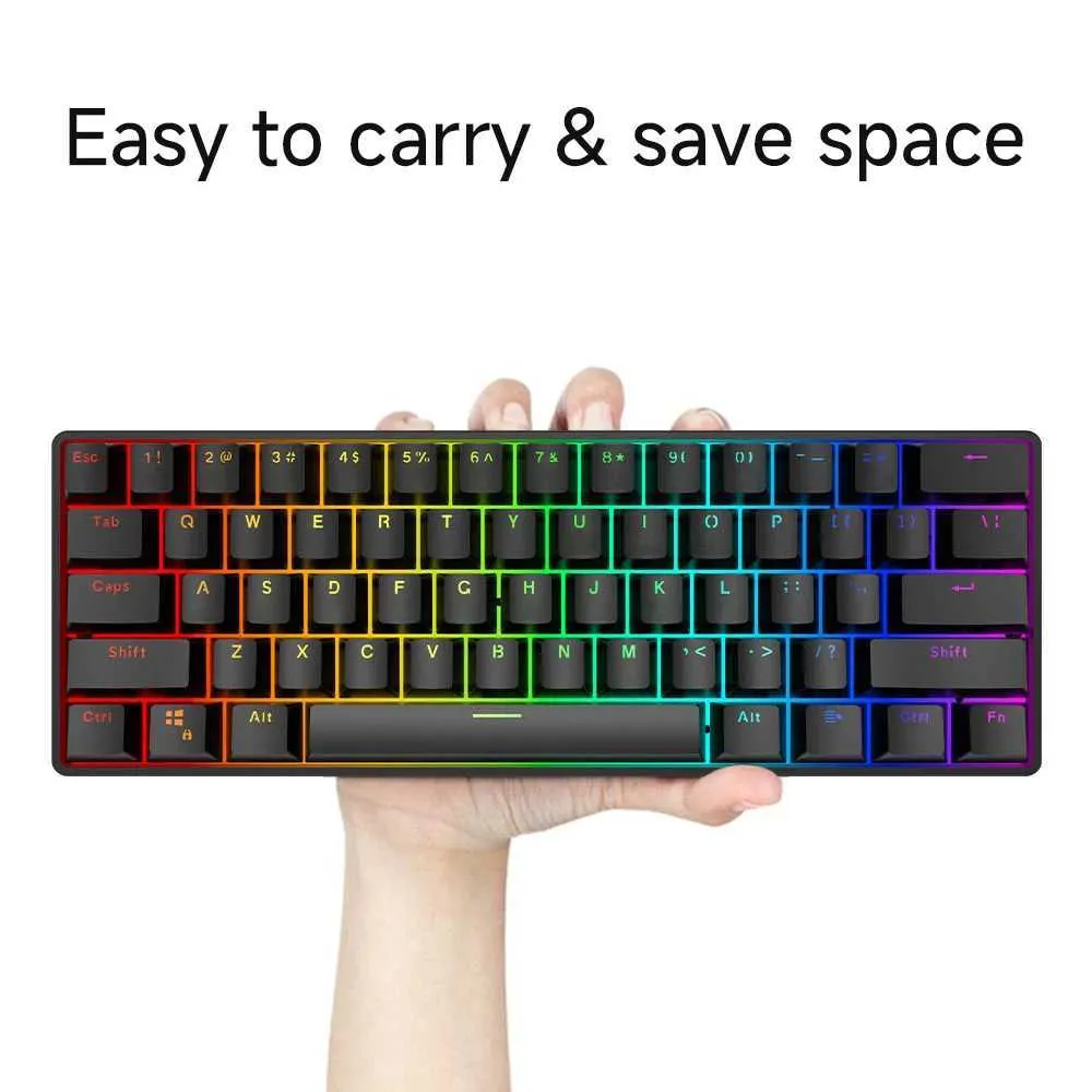 Compact 60% Mechanical Keyboard - Wired, Backlit, Ideal for PC, Laptop ...