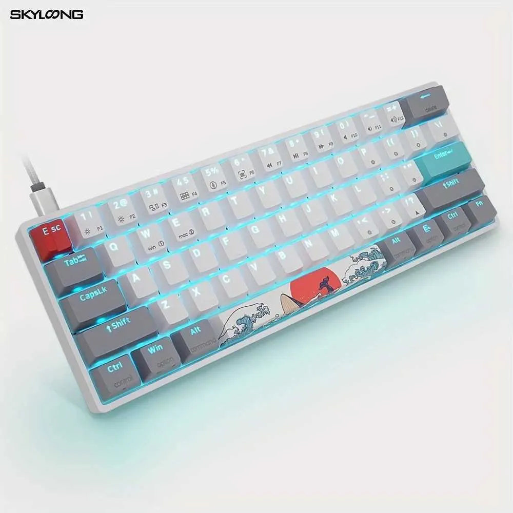 SKYLOONG SK61 V1 Keyboard Optical Switch Wired Mechanical Coral Sea ...