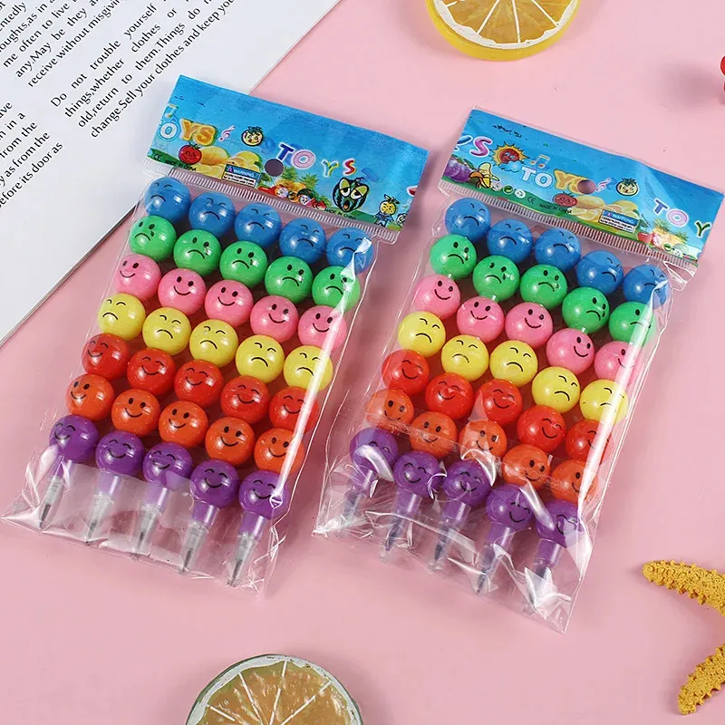 Sugar-Coated Smiley Face Crayon Pencils for Kids, 40-Pack Assorted ...