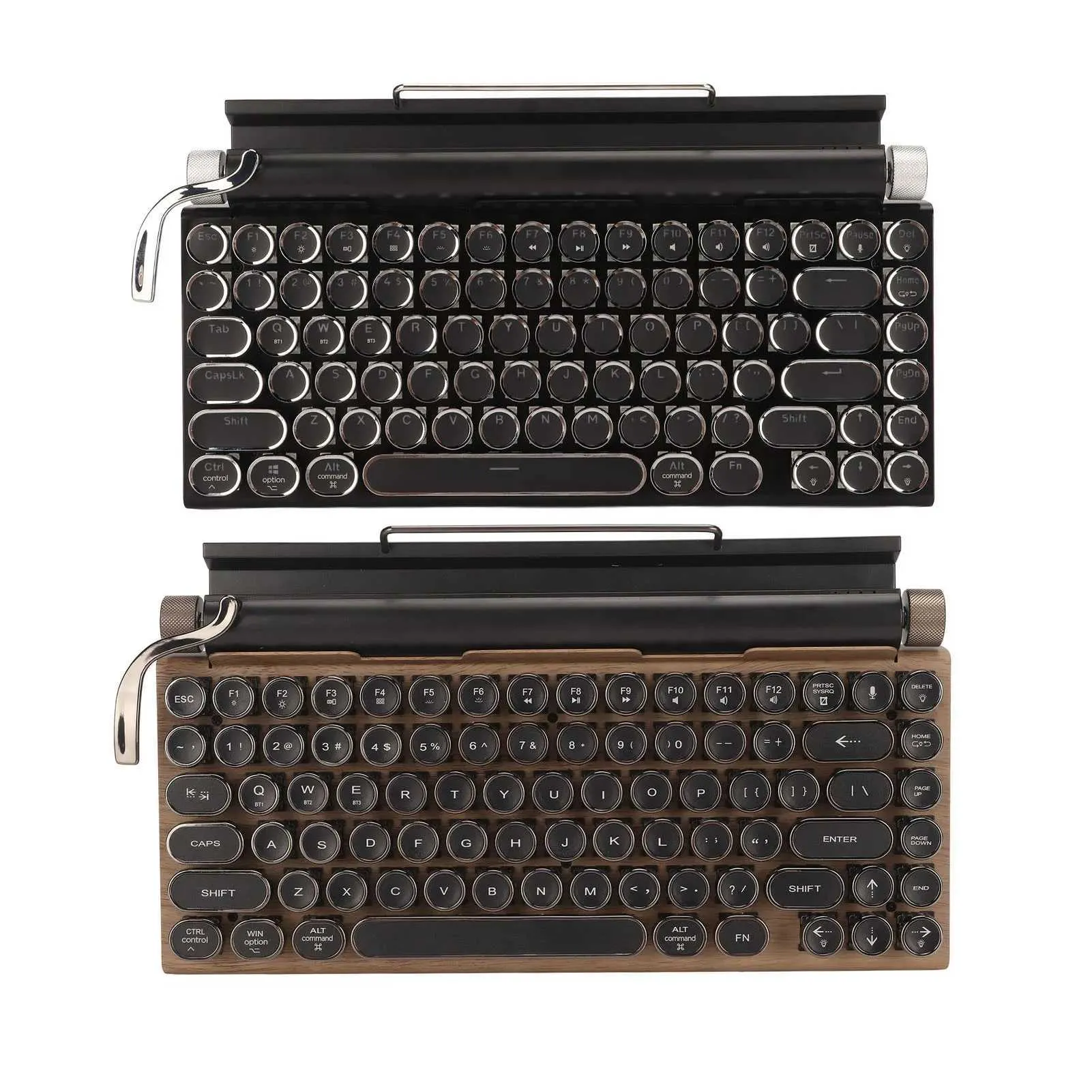 Retro Style Wireless Mechanical Keyboard With Circular Keycaps, Blue ...
