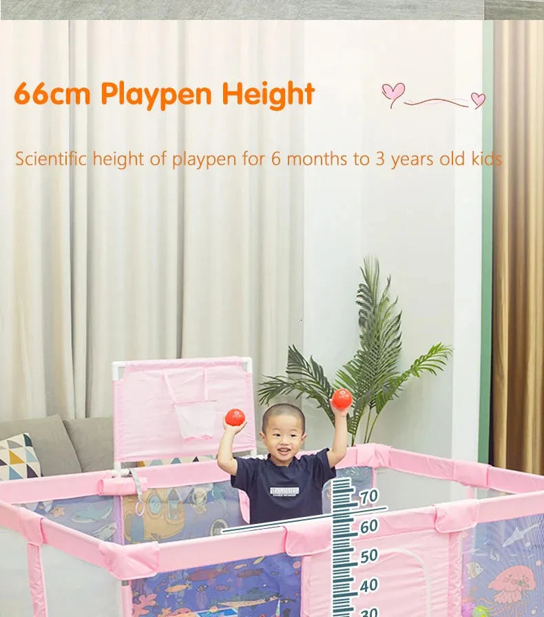 IMBABY Cartoon Playpen With Changing Table For Kids Safe And Anti ...