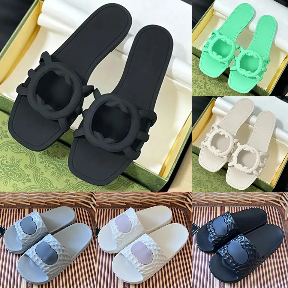 Designer Rubber Slides | Fashion Luxury Women's Embossed Sandals In ...