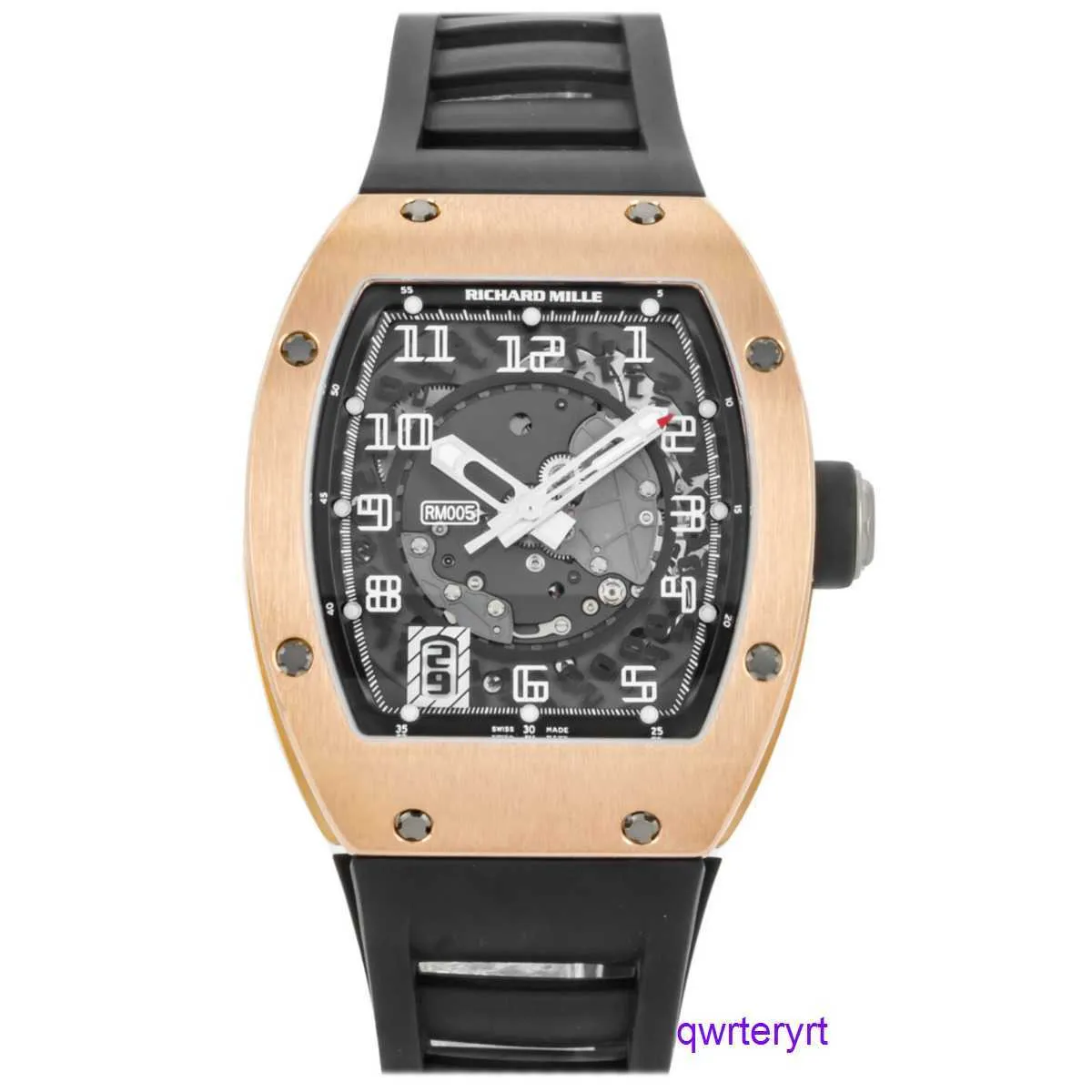 Rugged Rose Gold Automatic Mechanical Black Wristwatch With Tourbillon ...
