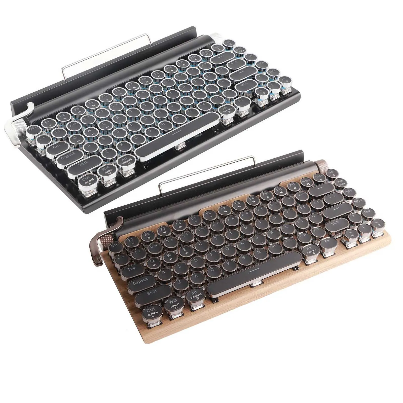Retro Style Wireless Mechanical Keyboard With Circular Keycaps, Blue ...