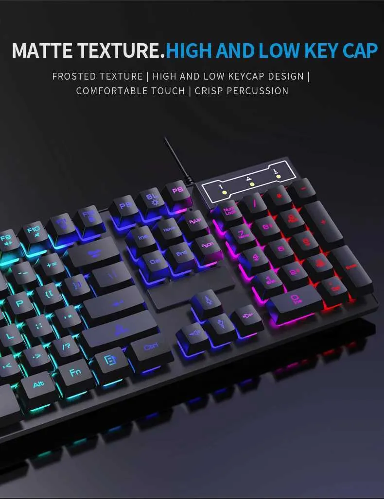 Luminous LED Gaming Keyboard and Mouse Set - Waterproof, Backlit, 104 ...