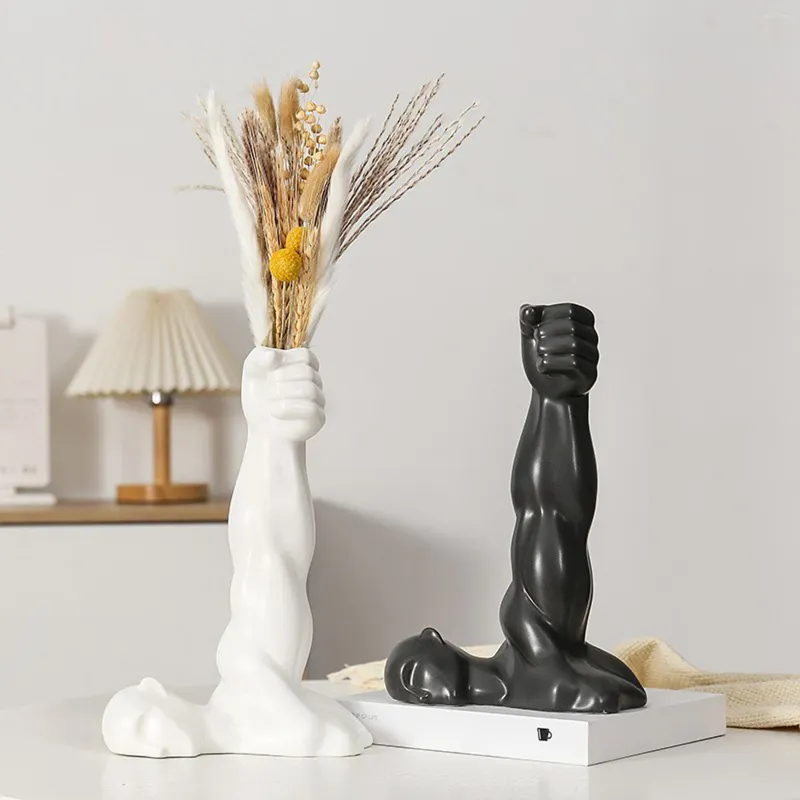 Artistic Abstract Ceramic Ceramic Face Vase With Muscle Arms For Home ...