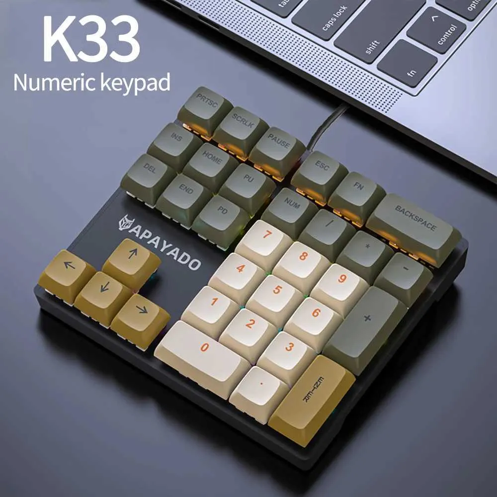 Computer Keyboard With Number Pad, Wired 33 Key Mechanical Numeric ...