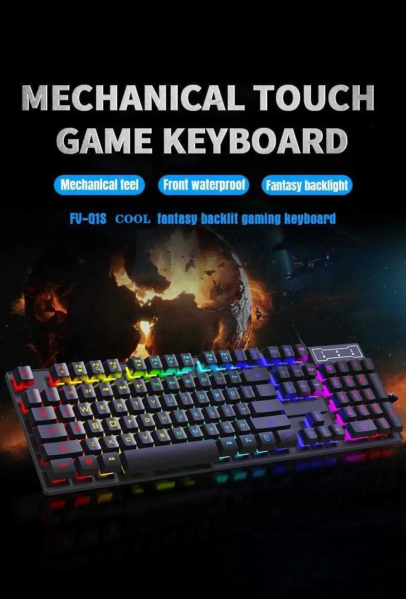 Luminous LED Gaming Keyboard and Mouse Set - Waterproof, Backlit, 104 ...
