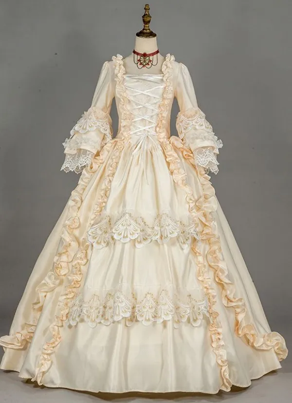 Exquisite Champagne Renaissance Victorian Prom Dress With Square ...