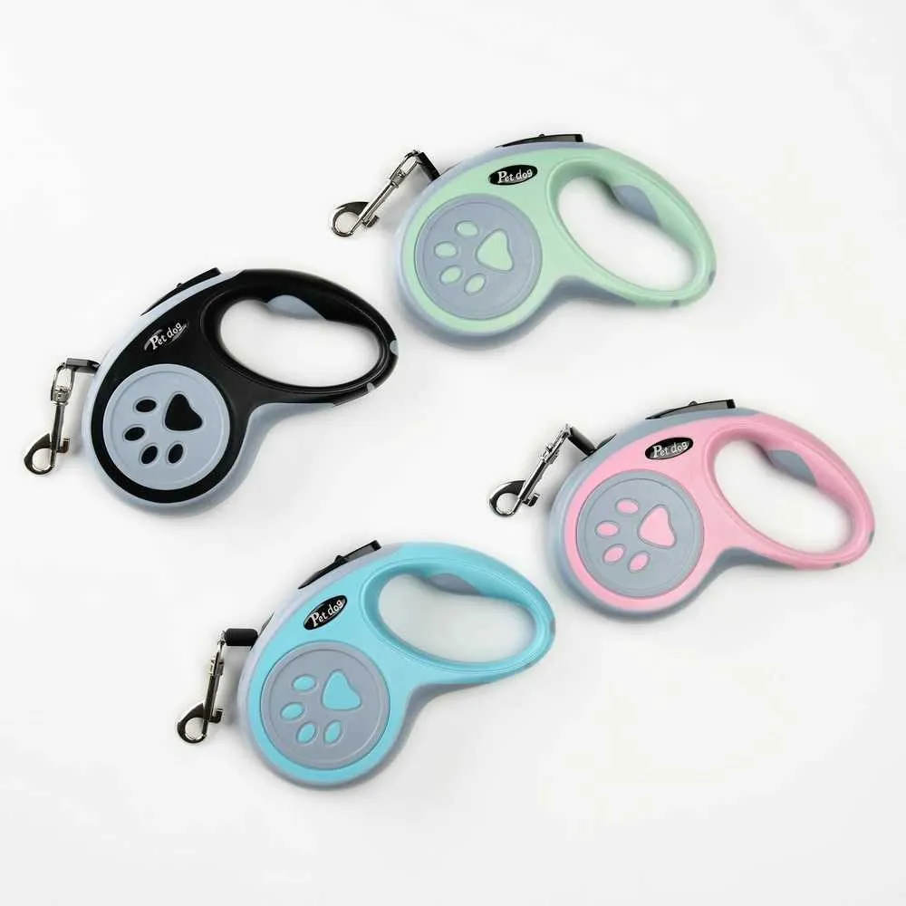 Retractable Dog Leash with Paw Design - Nylon Rope, Strong & Durable ...