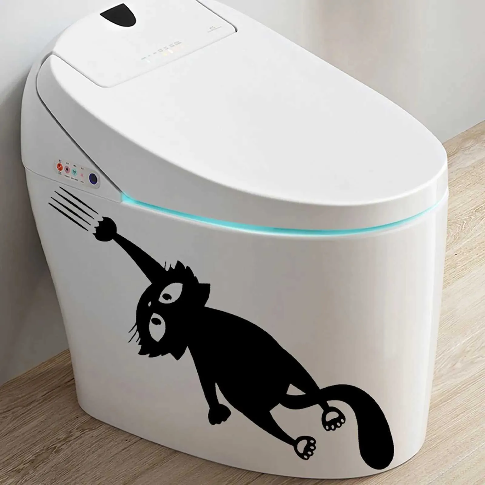 Fun Black Cats DIY Cat Toilet Sticker PVC Decorative Cartoon Wall Stals ...