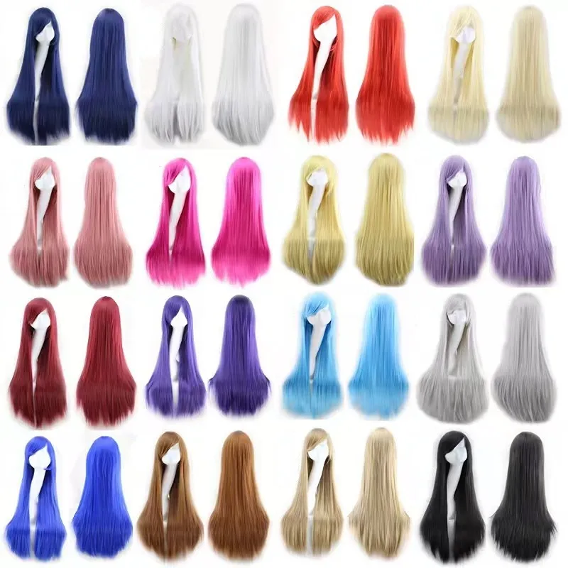 Long Straight Anime Cosplay Wig - 80cm High Temperature Silk, Multi ...