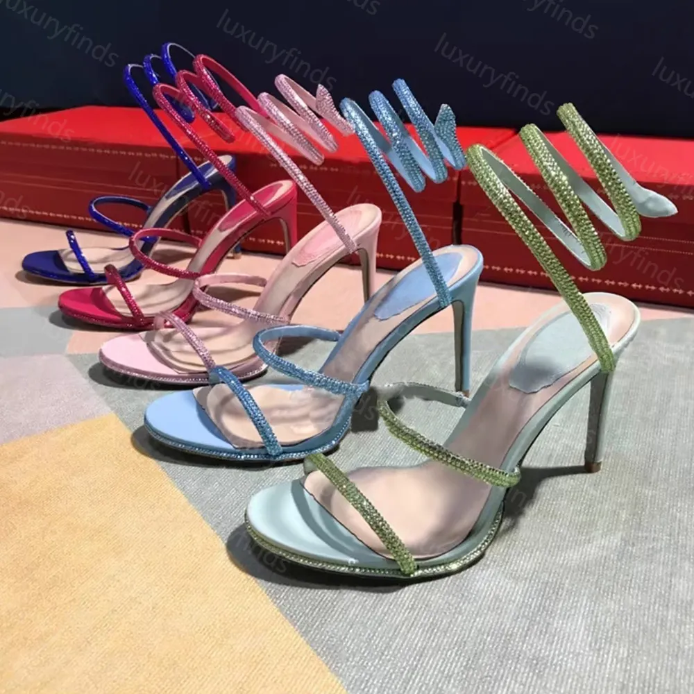 Women's Leather and Strass Designer Sandals: Elegant Stiletto Heels for ...