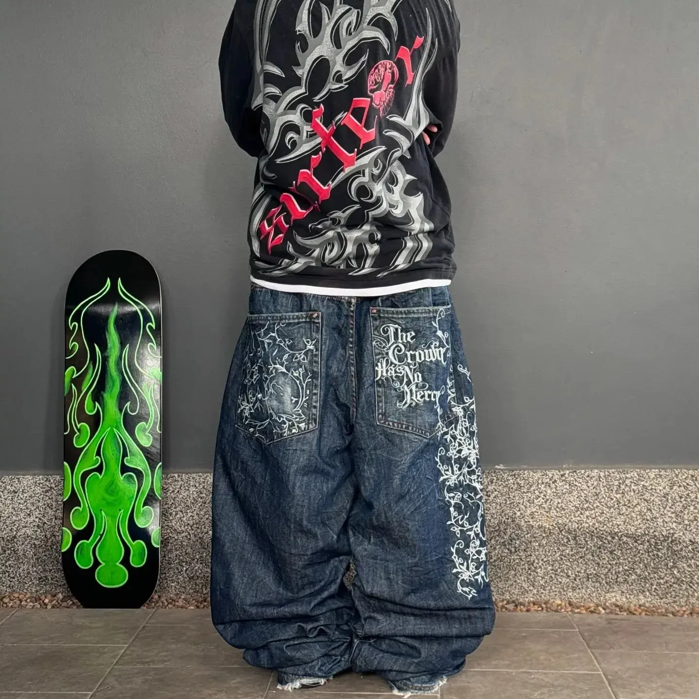 Y2K Baggy Jeans: Embroidered Retro Wide Leg Denim for Men & Women ...