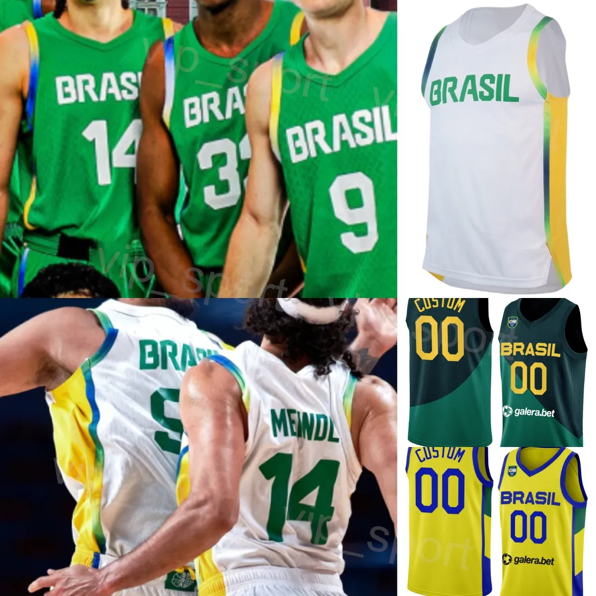 Mens Brazil National Team Basketball Jersey, Sleeveless Polyester Quick ...