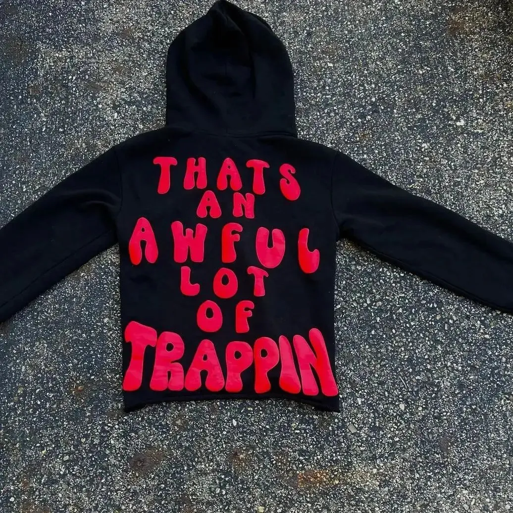 Red Letter Print Hip Hop Hoodie For Women Oversized Y2K Top Streetwear ...