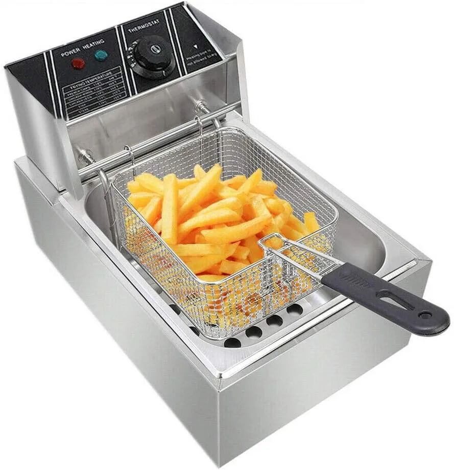 10L Electric Deep Fryer - Dual Tank Countertop Stainless Steel Frying ...