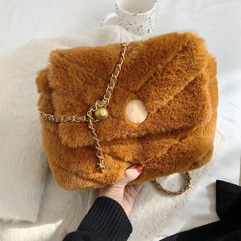 Classi Female Square Crossbody Bag Designer Soft Plush Handbag With ...