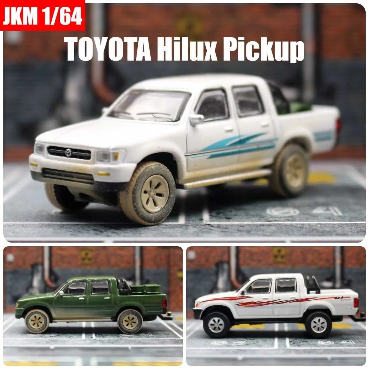 JKM Toyota Hilux Pickup Truck Toy Car 1/64 Scale Diecast Metal Alloy ...