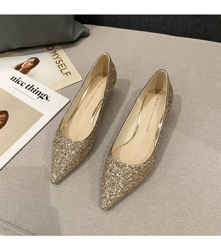 Gradient Sequined Pointed High Heels for Weddings - Single Shoe from ...