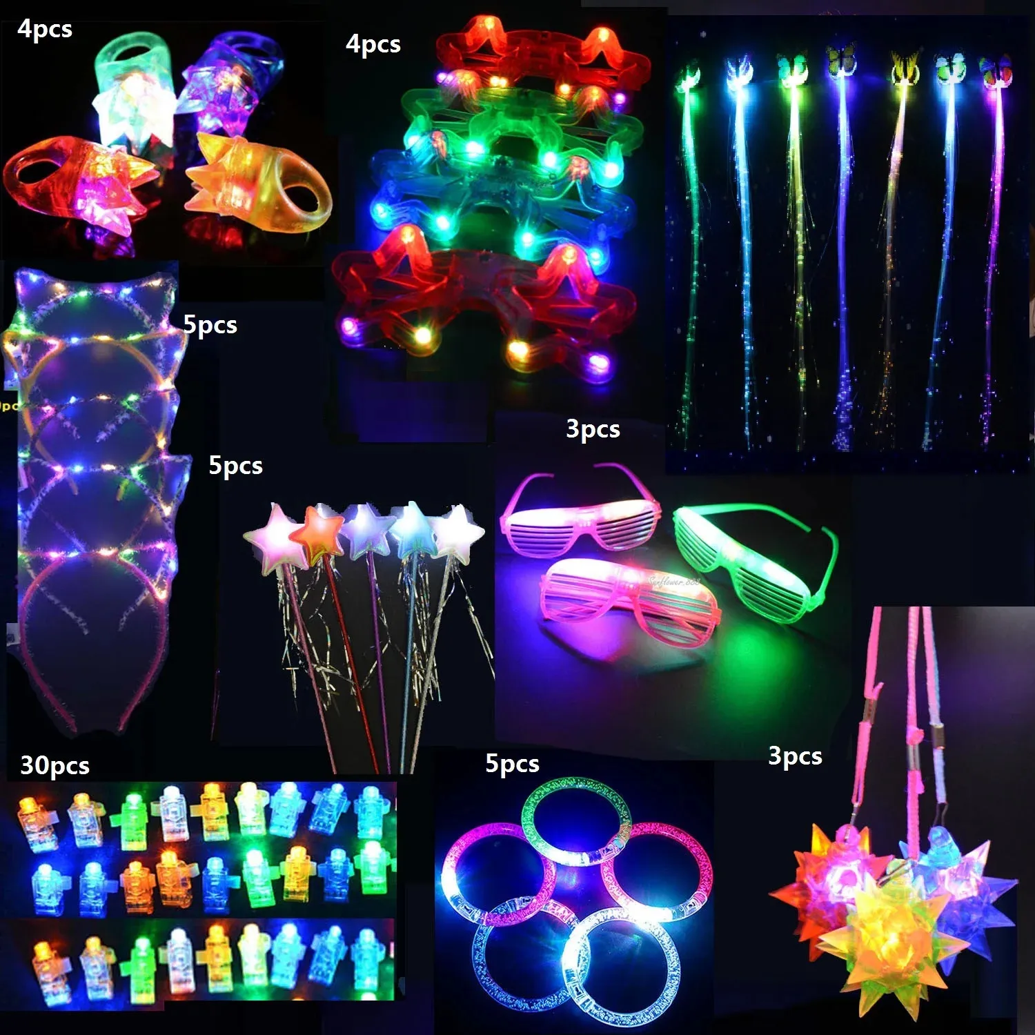 DHgate.com:240 Pack LED Party Favors - Glow Flashing Rings, Bracelets ...