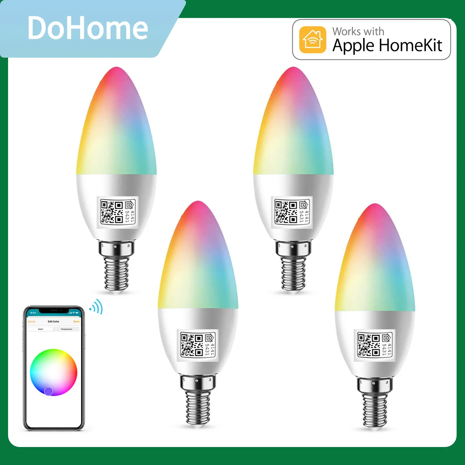 Smart LED Candelabra Bulbs: RGB+CW, WiFi, Works with Voice Assistants ...