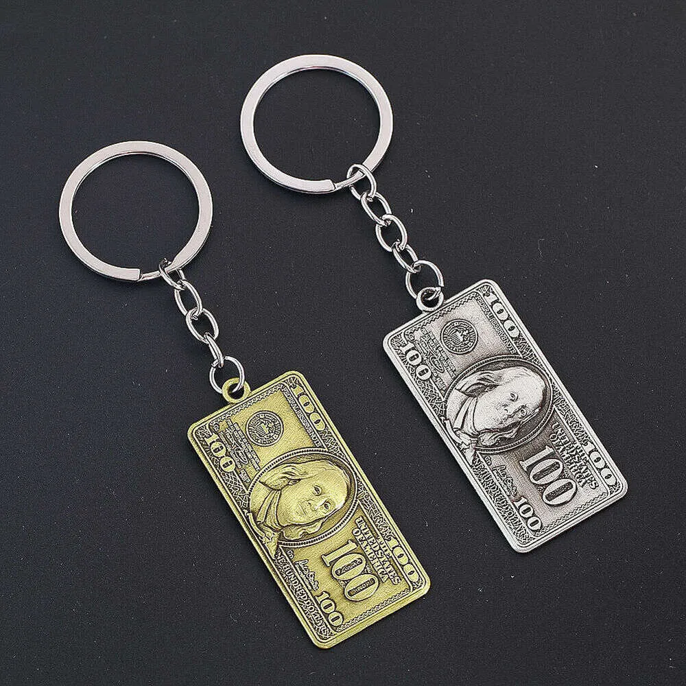 Premium Dual Color Dollar Banknote Picture Keychain Creative Metal ...