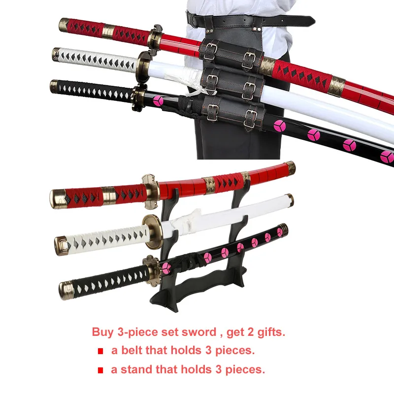 Roronoa Zoro's Three-Piece Anime Katana Set: Cosplay Toy Swords with ...