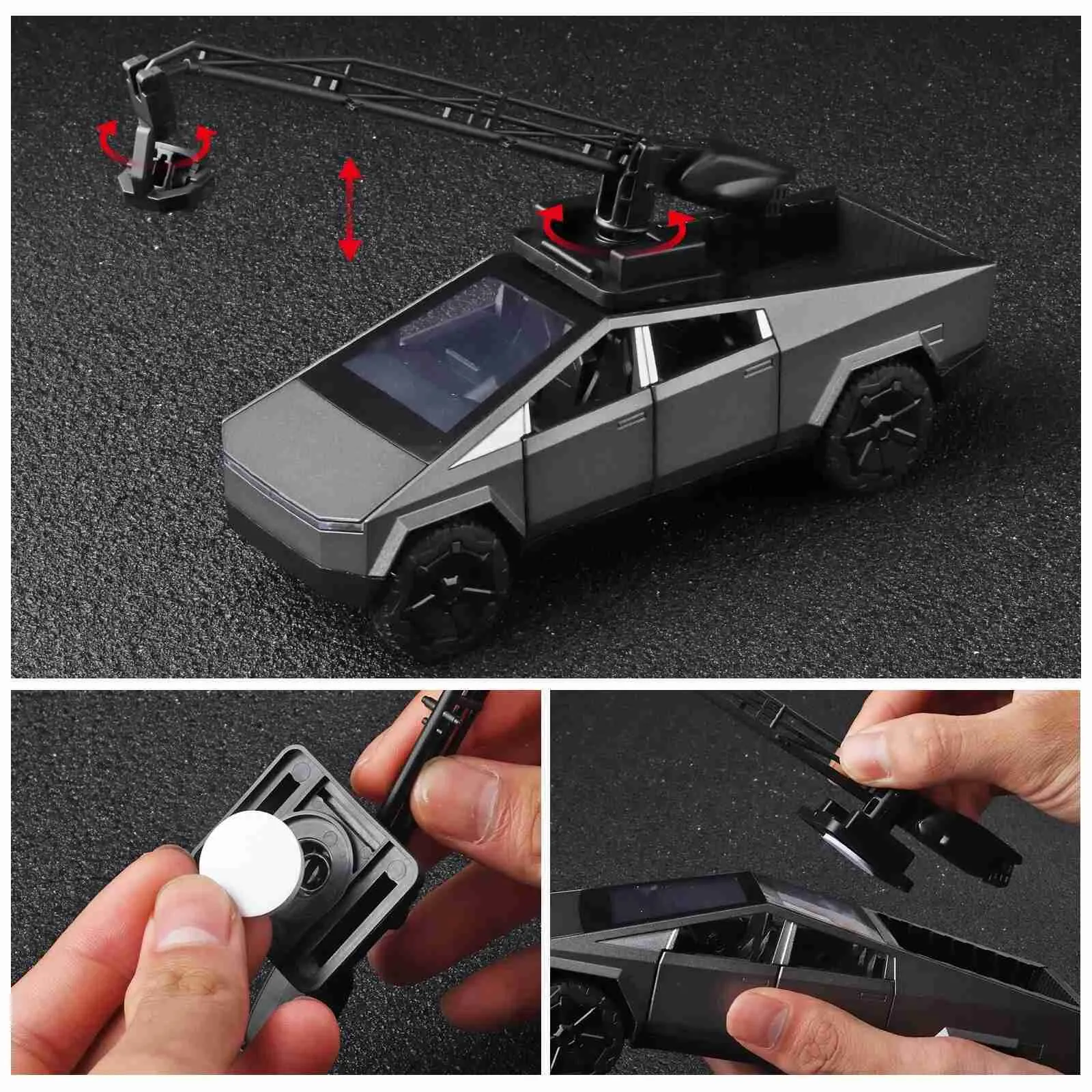 1:32 Diecast Pickup Truck - Silver Cybertruck Model with Lights & Sound ...
