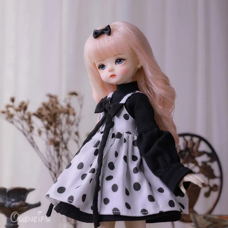 White Fur 2-Piece Set BJD Doll: 1/6 Daly with 1/5 Yangyang Body, Black ...