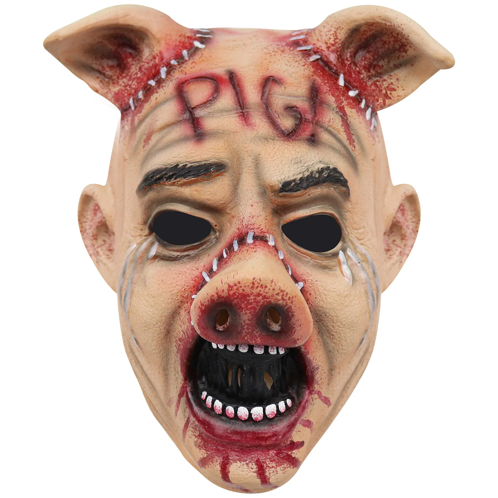 Saw Crying Pig Head Latex Mask Halloween Animal Head Cover Aggrieved ...