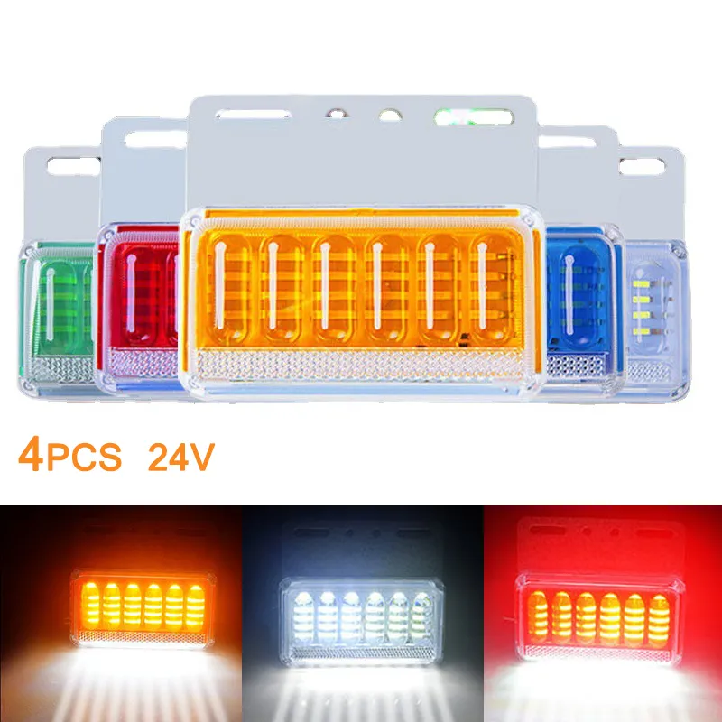 4-Pack 24V Red LED Side Marker Indicators Lights for Trucks, Trailers ...