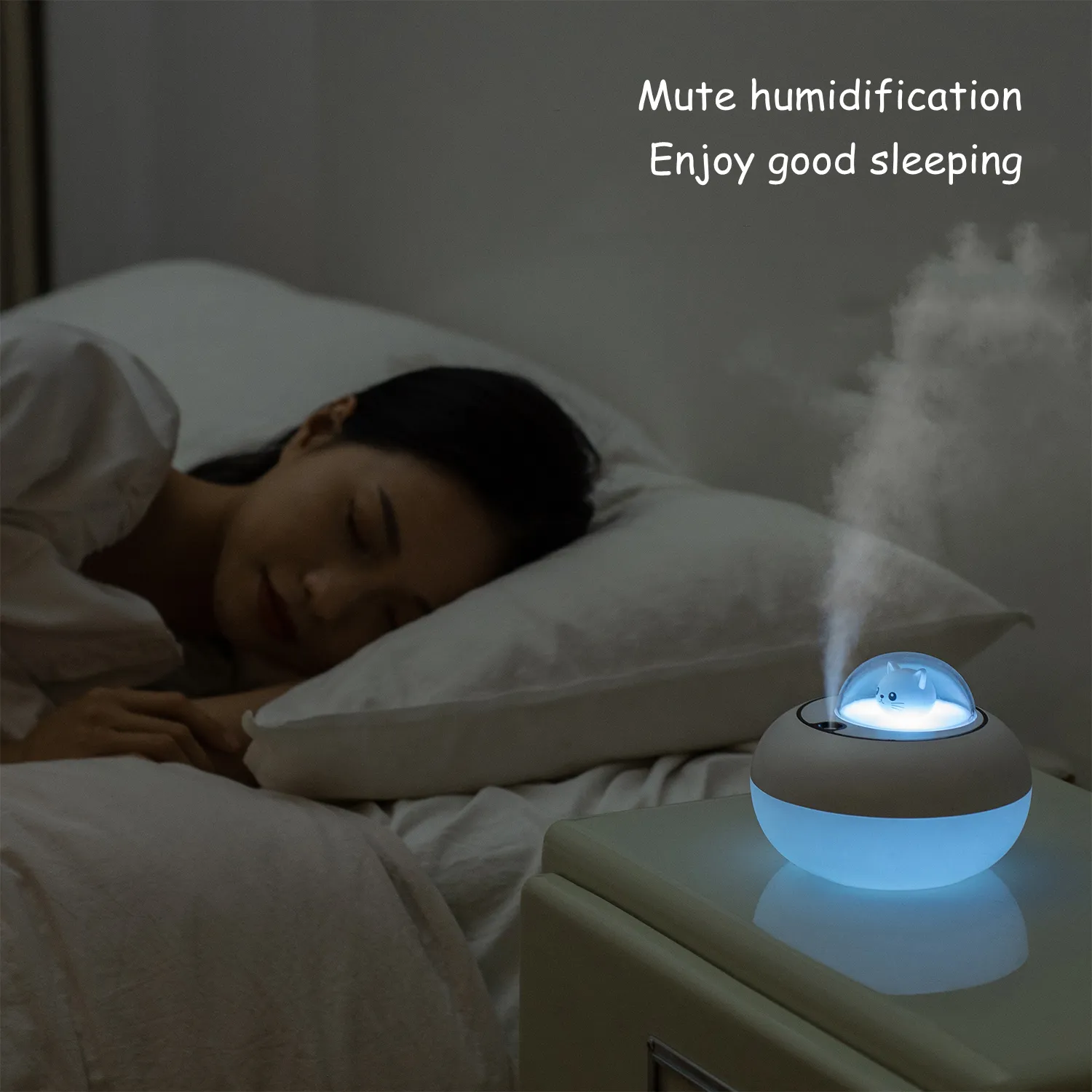 Cute Cat Air Humidifier USB Aroma Essential Oil Diffuser Bedroom ...