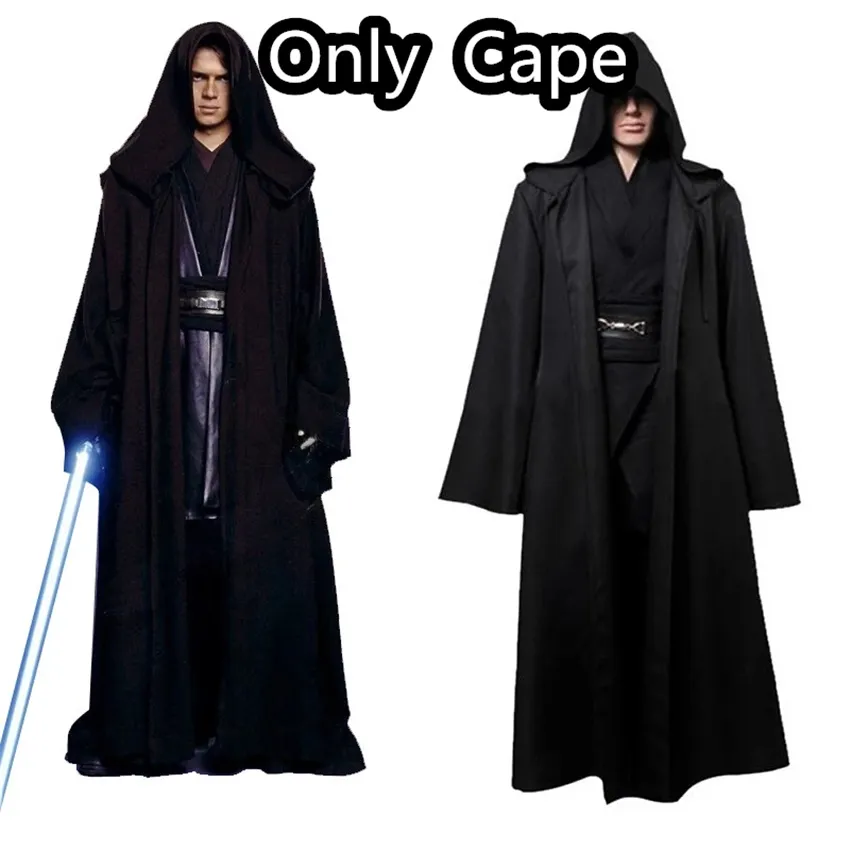 Unisex Jedi Sith Knight Cloak Hooded Robe Cape For Adults & Kids ...