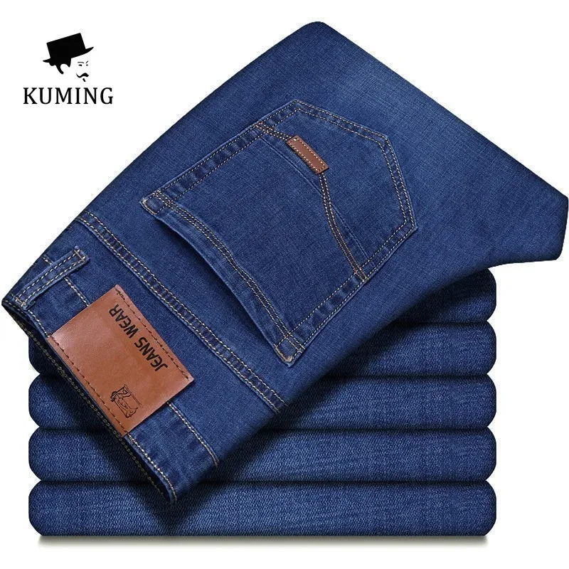 Summer Comfort: Men's Elastic Waist Denim Pants - Loose Fit, High Waist ...