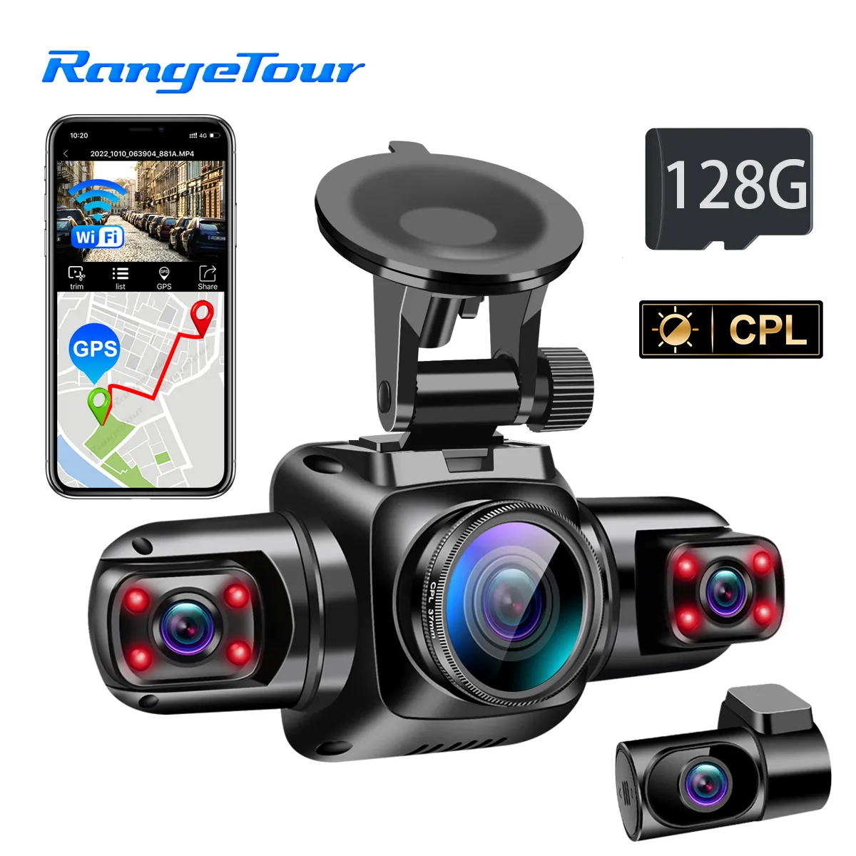 4-Channel 4K Car DVR with GPS & WiFi, 128G, CPL Filter - 24H Parking ...