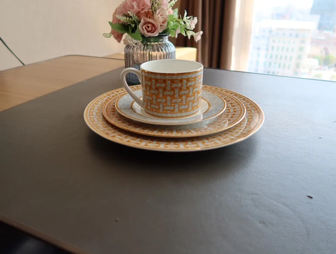 Premium Bone China Ceramic Plate Set - Elegant Mosaic Design, Perfect ...