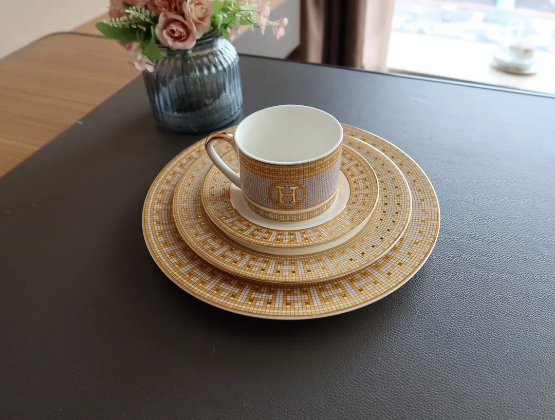 Premium Bone China Ceramic Plate Set - Elegant Mosaic Design, Perfect ...