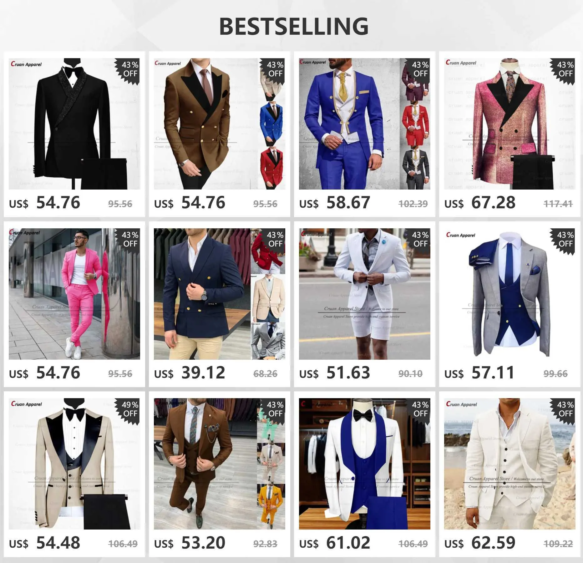 Navy Blue Slim Fit Men's Suit Luxury Navy Blue Groomsmen Tuxedo With ...