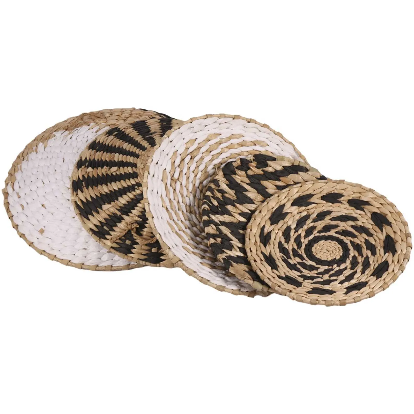 Natural Woven Wall Basket Decor Set - 5 Handmade Rattan Hanging Baskets ...