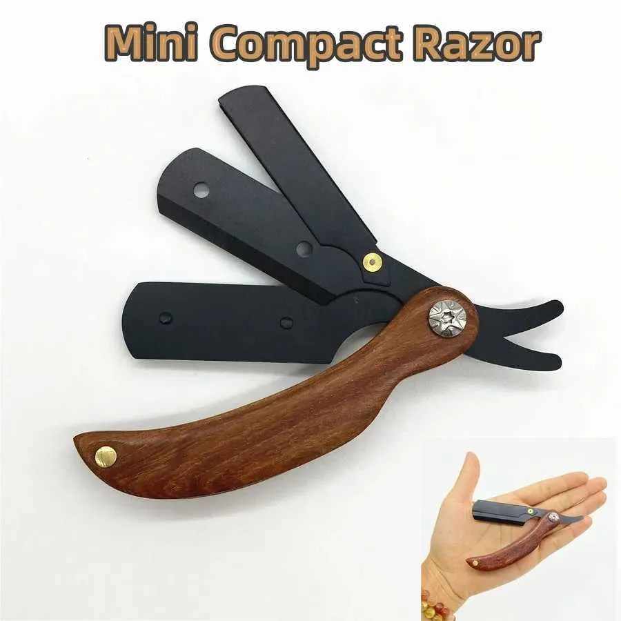 Mini Compact Manual Stainless Steel Barber's Folding Straight Edge ...