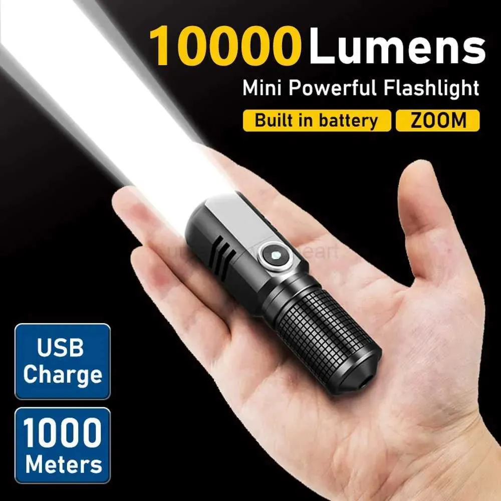 10K Lumens Ultra Bright Mini Flashlight, Rechargeable LED Torch with 3 ...