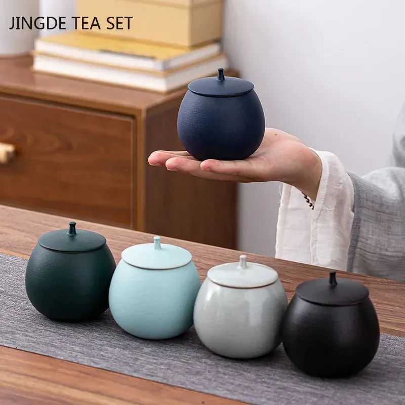 Chinese Pottery Japanese Tea Cups Caddy Travel Bag Sealed Jar Canister ...