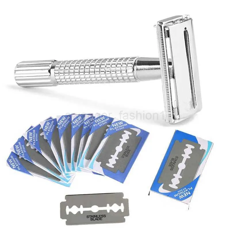 Manual Razor Handle Plated Double Edge Safety Mens Barber Shaving ...