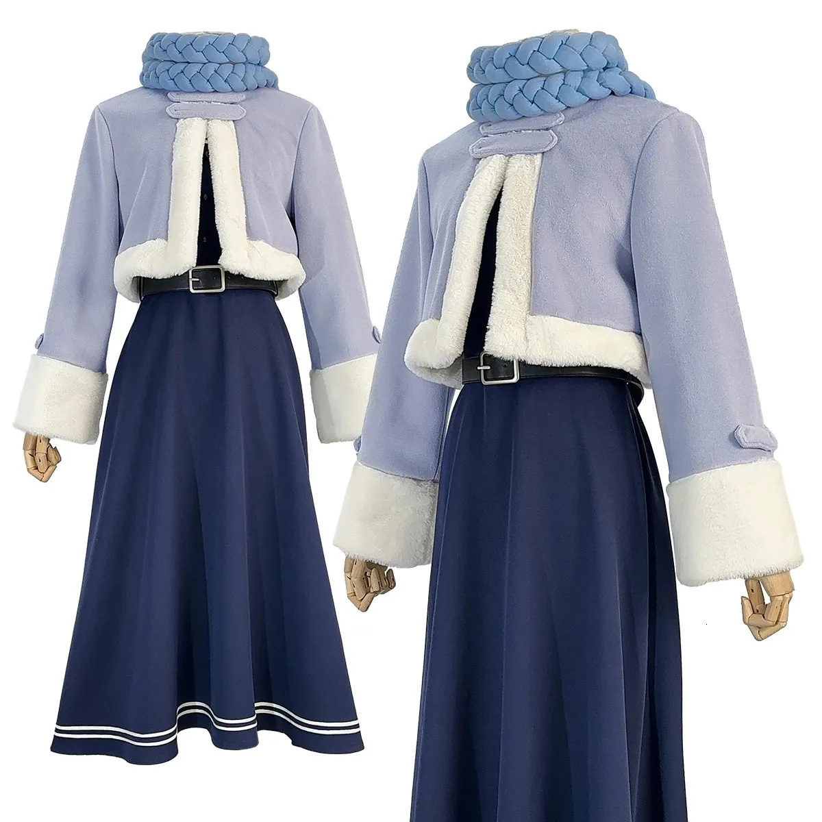 Anime Puffer Jacket Cosplay Costume Set With Wig Winter Outfit Dress ...