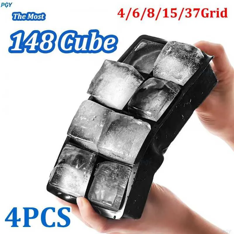 Giant Ice Cube Maker - 2/4/Large Food Grade Silicone Ice Tray Molds ...