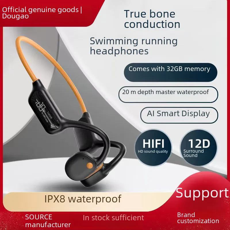 New Display Screen Bone Conduction Bluetooth Headphones 5.3 Waterproof ...